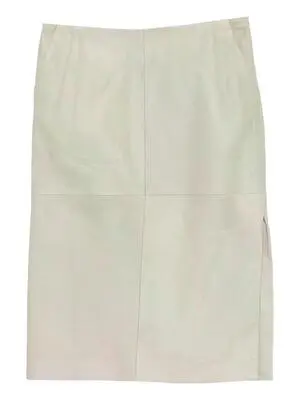 HALFBOY Panelled Leather Skirt With Side Slit - Grey