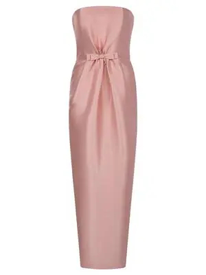 Bernadette Lenette Polka-dot Bow Strapless Gown - Warm Pink