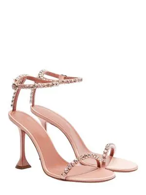 Amina Muaddi Gigi 95 Crystal-embellished Satin Sandals - Pink