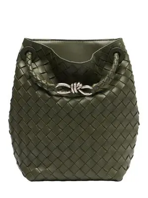 Bottega Veneta Andiamo Intrecciato Small Bucket Bag - Green