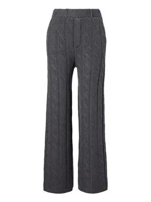 LISA YANG Ebba Cable-knit Wide-leg Pants - Grey