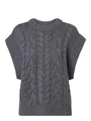 LISA YANG Hayley Cable-knit Cashmere Vest - Grey