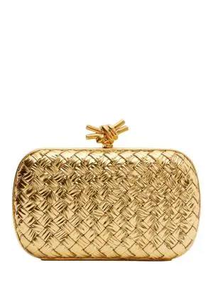 BOTTEGA VENETA Bottega Veneta Knot Intreccio Metallic Leather Clutch