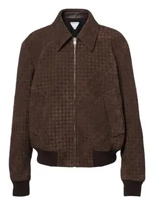 Bottega Veneta Intrecciato Suede Blouson Jacket - Brown