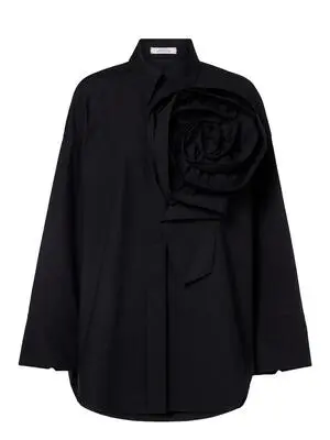 Dorothee Schumacher Floral Appliqué Cotton-blend Shirt - Black