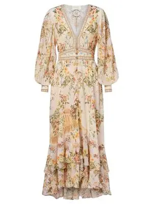 Camilla Embellished Floral Silk Crêpe Maxi Dress - Pink