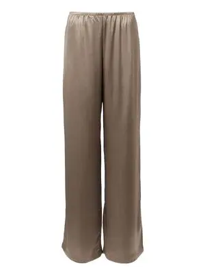 LESET Barb Satin Wide-leg Pants - Brown