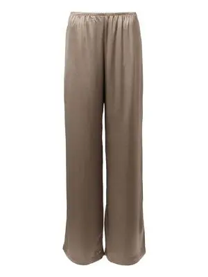 LESET Leset Barb Satin Wide-Leg Pants Brown