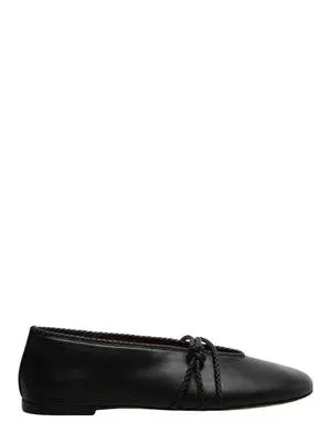 Bottega Veneta Rosa Knot Leather Ballet Flats - Black