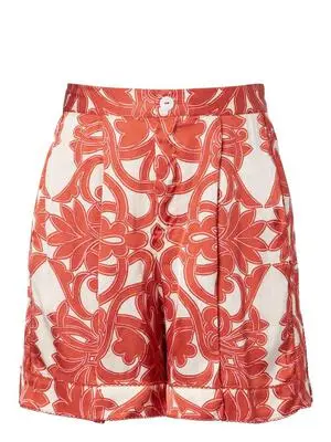 Poupette St Barth Isabelle Printed High-rise Shorts - Red