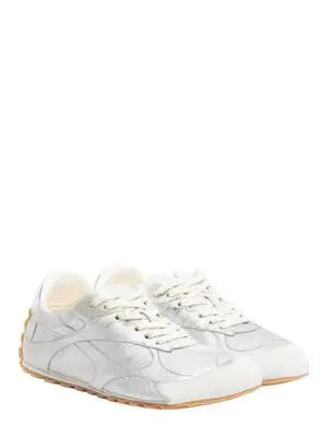 Bottega Veneta Orbit Flash Metallic Leather Sneakers - Silver