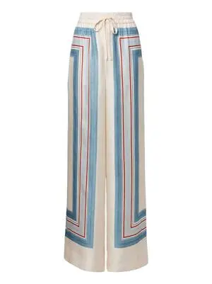 Zimmermann Printed Silk Wide-leg Pants - White
