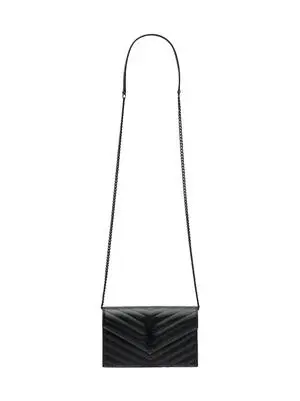 Saint Laurent Cassandre Envelope Small Wallet On Chain - Black