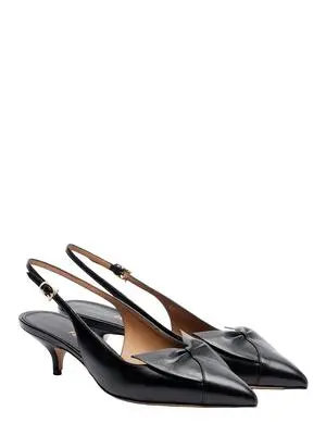 FERRAGAMO Felli 40 Leather Slingback Pumps - Black