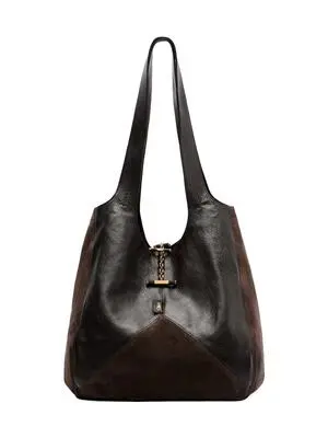 Chloé Balloon Medium Leather And Suede Shoulder Bag - Brown