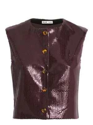 BLAZÉ MILANO Sequin Villanella Jaka Gilet - Burgundy