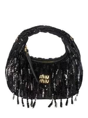 Miu Miu Mini Wander Sequin-embellished Tote Bag - Black