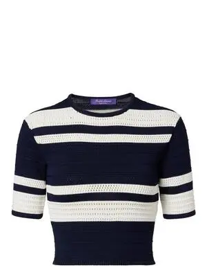 Ralph Lauren Knitted Striped Crop Top - Blue