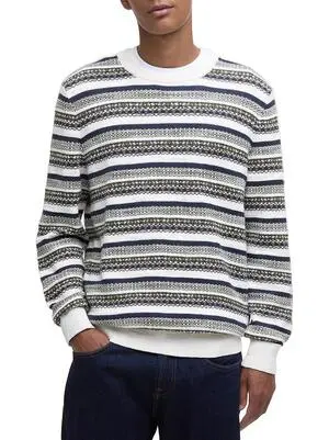 Barbour Topcliffe Fair Isle Cotton Crewneck Sweater - Whisper White