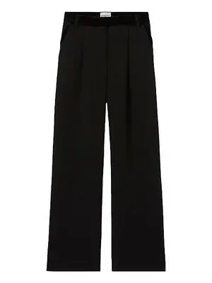 Claudie Pierlot Velvet-trim Straight-leg Trousers - Black