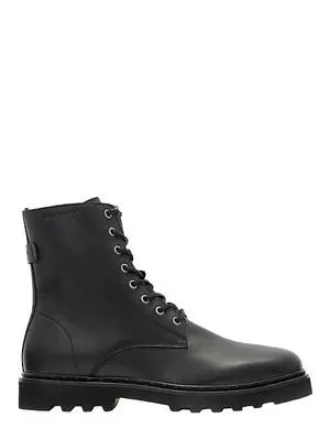 ALLSAINTS Skiff Logo-debossed Leather Military Boots - Black