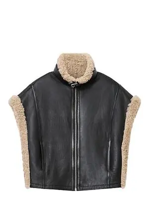 ALLSAINTS Marlin Reversible Leather And Shearling Gilet - Black/natural