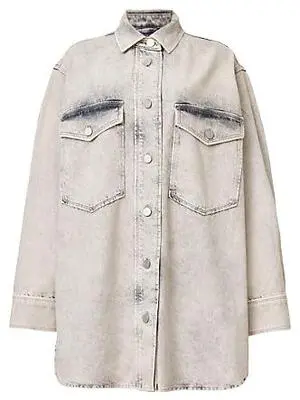 ALLSAINTS Faye Oversized Denim Mini Dress - Snow Grey