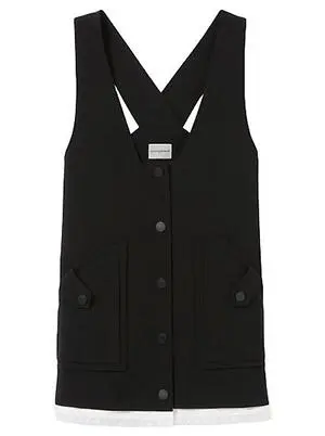 Claudie Pierlot Sleeveless Lace-trim Pinafore Dress - Black