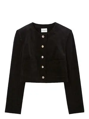 Claudie Pierlot Boxy Stretch-velvet Jacket - Black