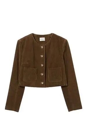 Claudie Pierlot Boxy Stretch-velvet Jacket - Taupe