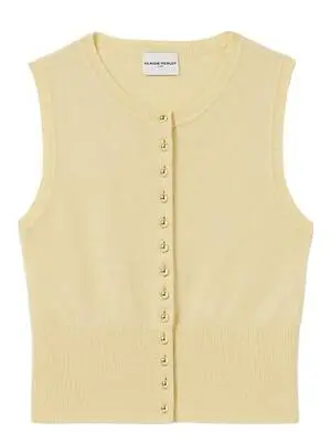 Claudie Pierlot Button-up Knitted Wool Top - Baby Yellow