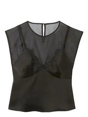 Claudie Pierlot Sleeveless Lace-embroidered Satin Top - Black