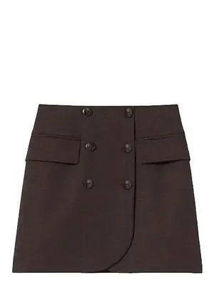 Claudie Pierlot Button-front Wool-blend Mini Skirt - Brown