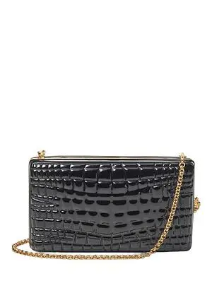 ASPINAL OF LONDON Paloma Crocodile-embossed Resin Clutch - Black