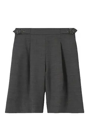 Claudie Pierlot Wool-blend Pleated Bermuda Shorts - Anthracite