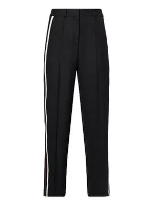ME+EM Stripe-trim Wide-leg Woven Trousers - Black