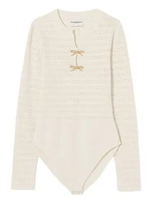 Claudie Pierlot Knot Long-sleeve Stretch-knit Bodysuit - Ecru