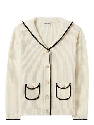 Claudie Pierlot Sailor-collar Knitted Wool-blend Cardigan - Off-white
