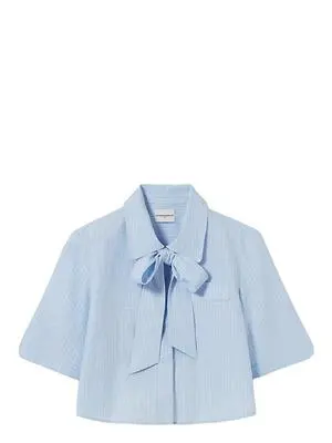 Claudie Pierlot Checked Tie-neck Cotton Shirt - Dual-color