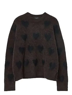 ALLSAINTS Amora Heart-intarsia Wool-blend Jumper - Potting/black
