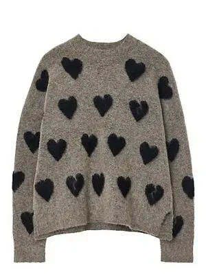 ALLSAINTS Amora Heart-intarsia Wool-blend Jumper - Walnut Brown/b