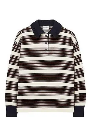 Claudie Pierlot Striped Frill-collar Knitted Jumper - Brown
