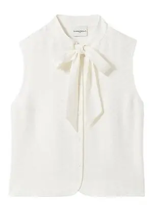 Claudie Pierlot Sleeveless Tie-neck Woven Shirt - Ecru
