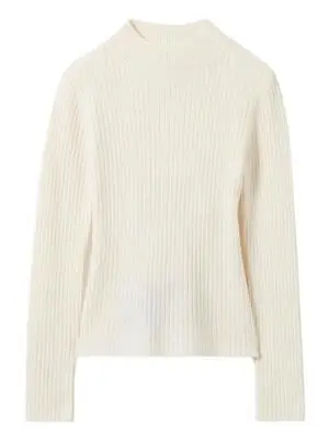 Claudie Pierlot Tie-back Ribbed Wool-blend Jumper - Ecru
