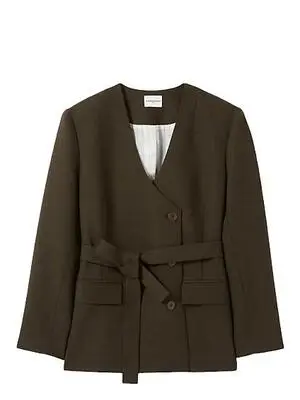 Claudie Pierlot Tailored Stretch Wool-blend Blazer - Khaki