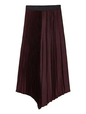 ALLSAINTS Satin Pleated Midi Skirt - Oxblood Red