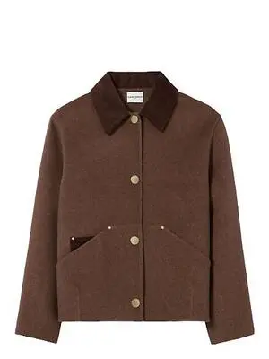 Claudie Pierlot Corduroy-collar Wool-blend Coat - Brown