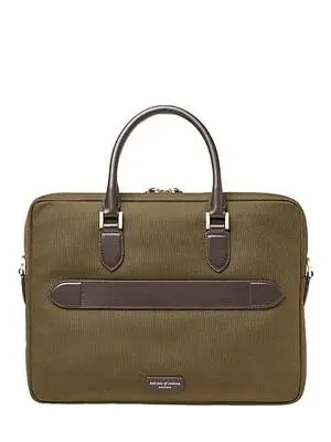 ASPINAL OF LONDON Slim Woven Briefcase - Khaki