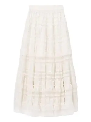 ALLSAINTS Arlea Lace-trim Woven Maxi Skirt - Antique White