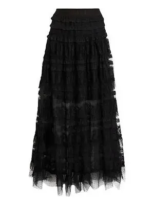 ALLSAINTS Arlea Lace-trim Woven Maxi Skirt - Black